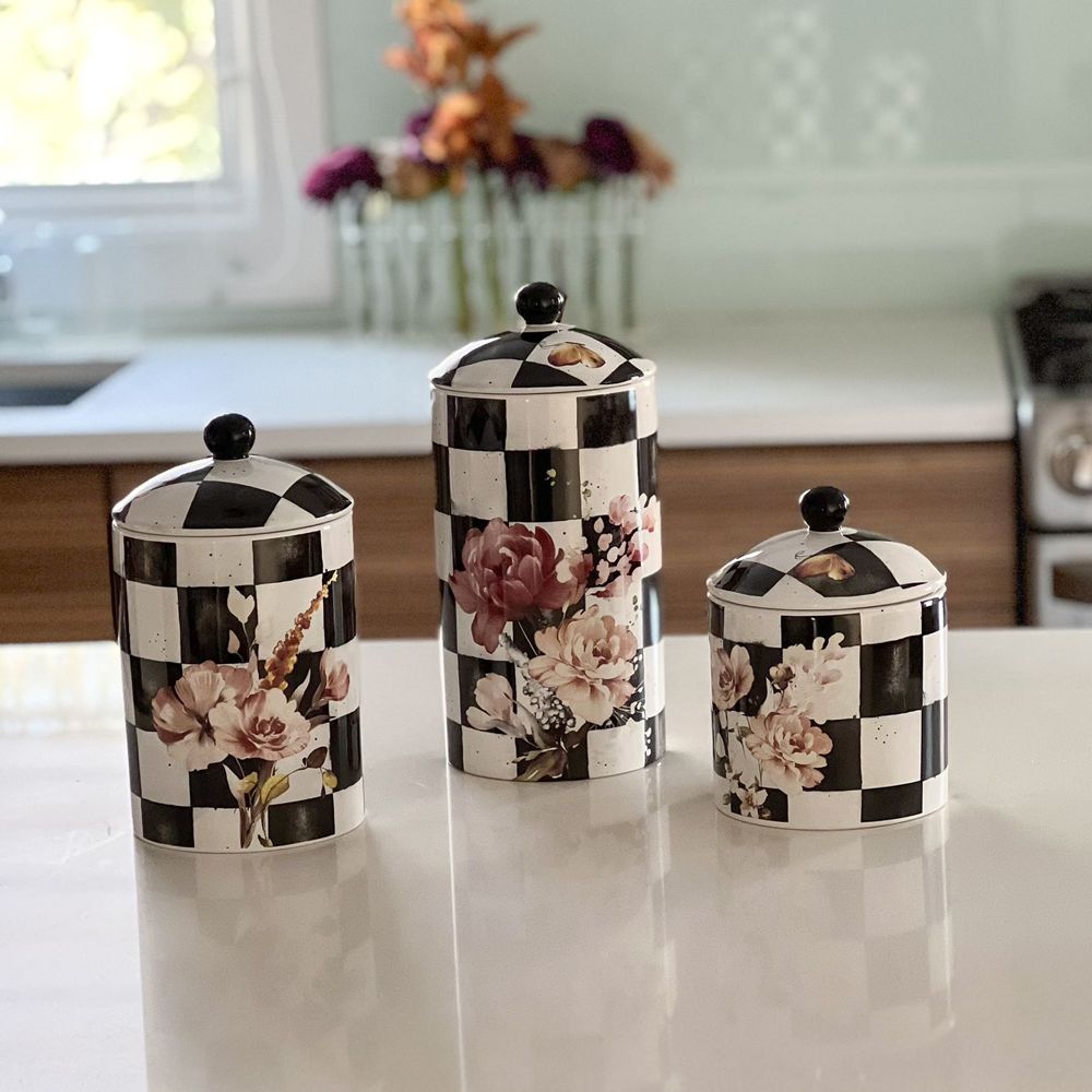 Chic Checkered Porcelain Cookie Jars — BT Shalom