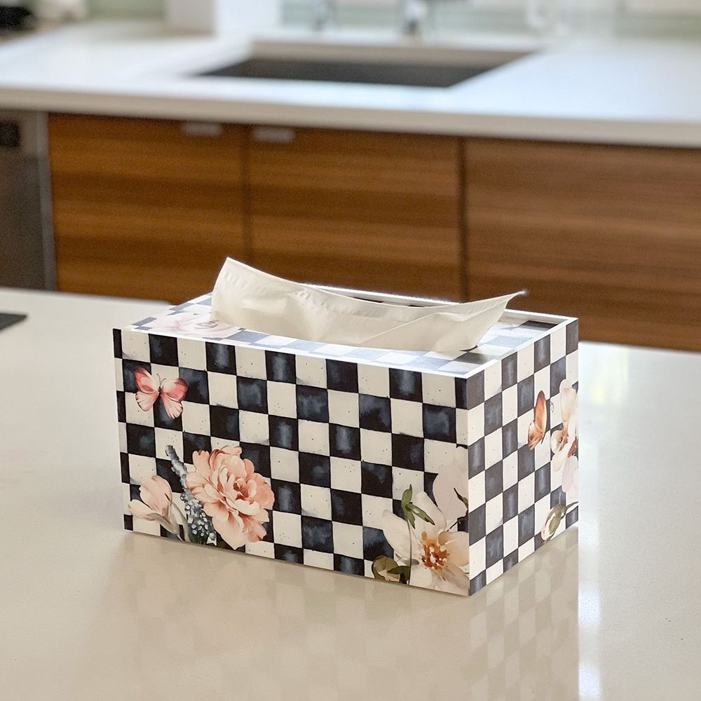 Chic Checkered Tissue Box — BT Shalom